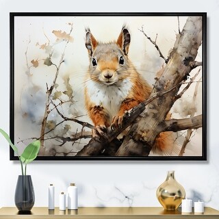 Designart "Brown Squirrel Curious Observer II" Animals Framed Wall Art Living Room - Bed Bath ...